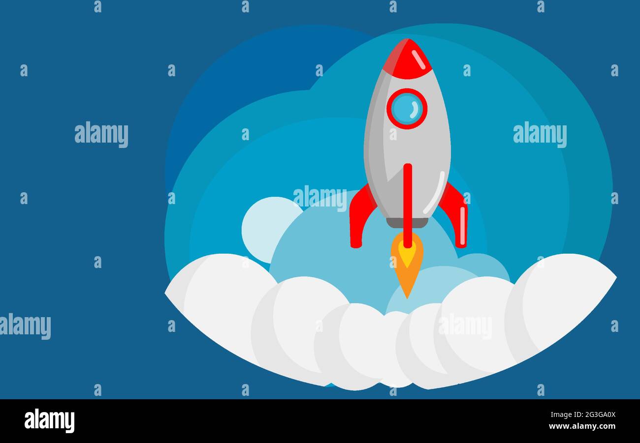 Rocket fly on sky cartoon Stock Vector Images - Alamy