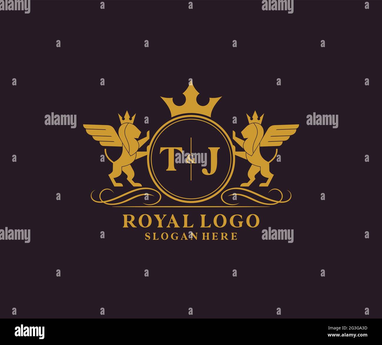 TJ Letter Lion Royal Luxury Heraldic,Crest Logo template in vector art ...