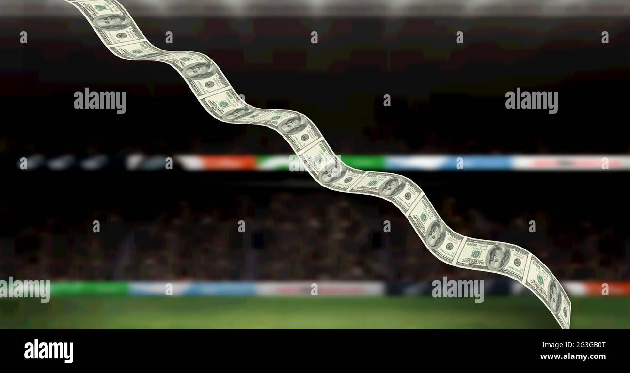 Digitally generated image of american dollars sheet falling against ...