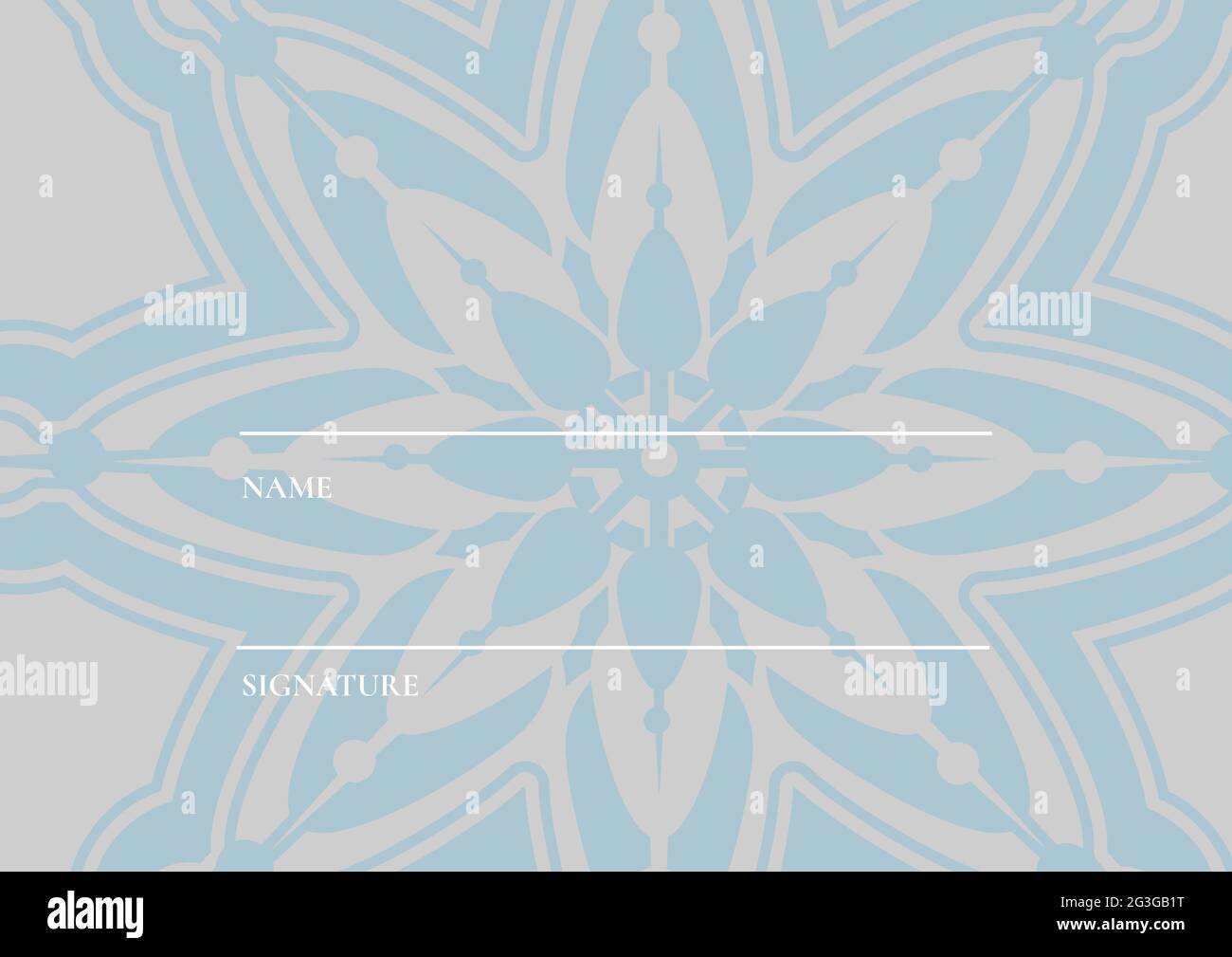 Name and signature text with white lines and copy space with floral ...