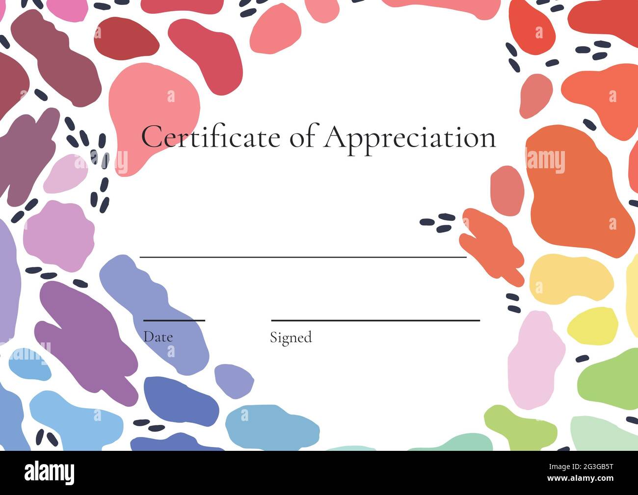 Template of certificate of appreciation with copy space against paint ...