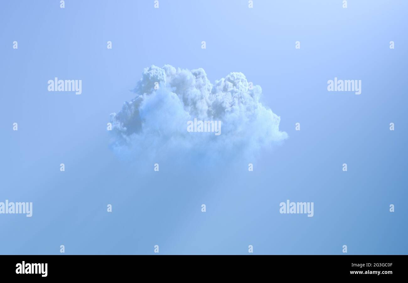 one cumulus with sun rays - concept nature 3D illustration Stock Photo ...