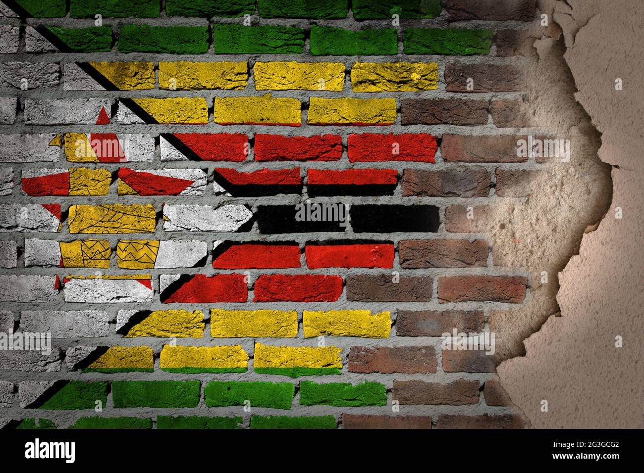 Dark brick wall with plaster - Zimbabwe Stock Photo - Alamy