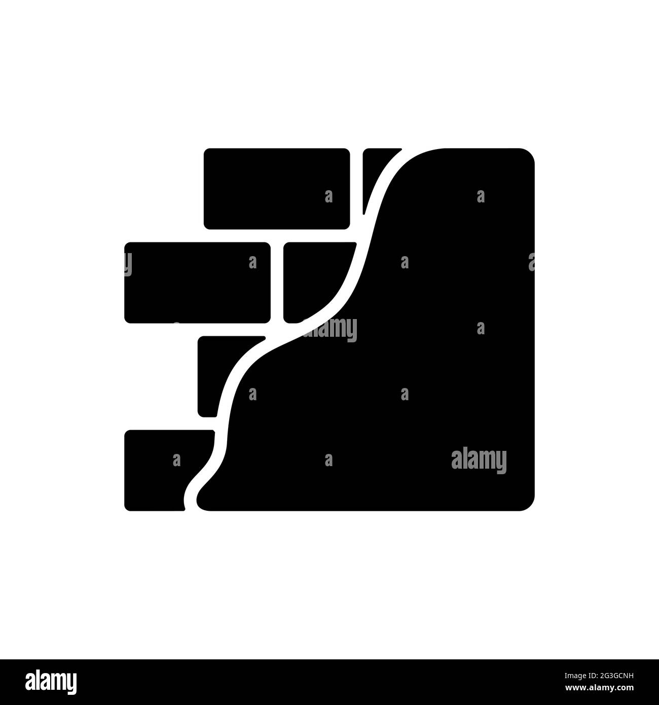 Brick wall with plaster or plastering glyph icon. Construction, repair ...