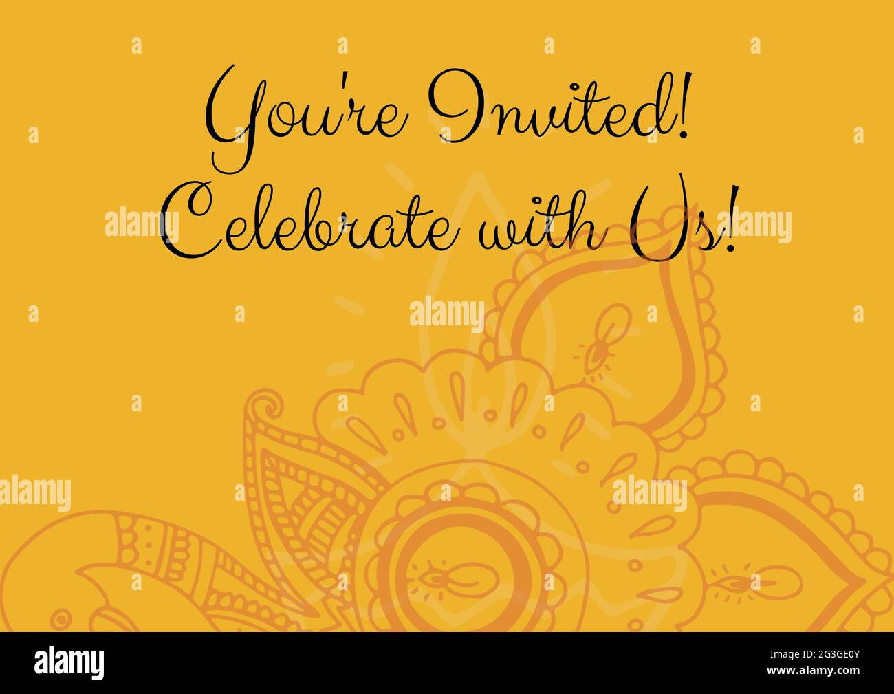 Invitation and celebration text against decorative floral designs on ...