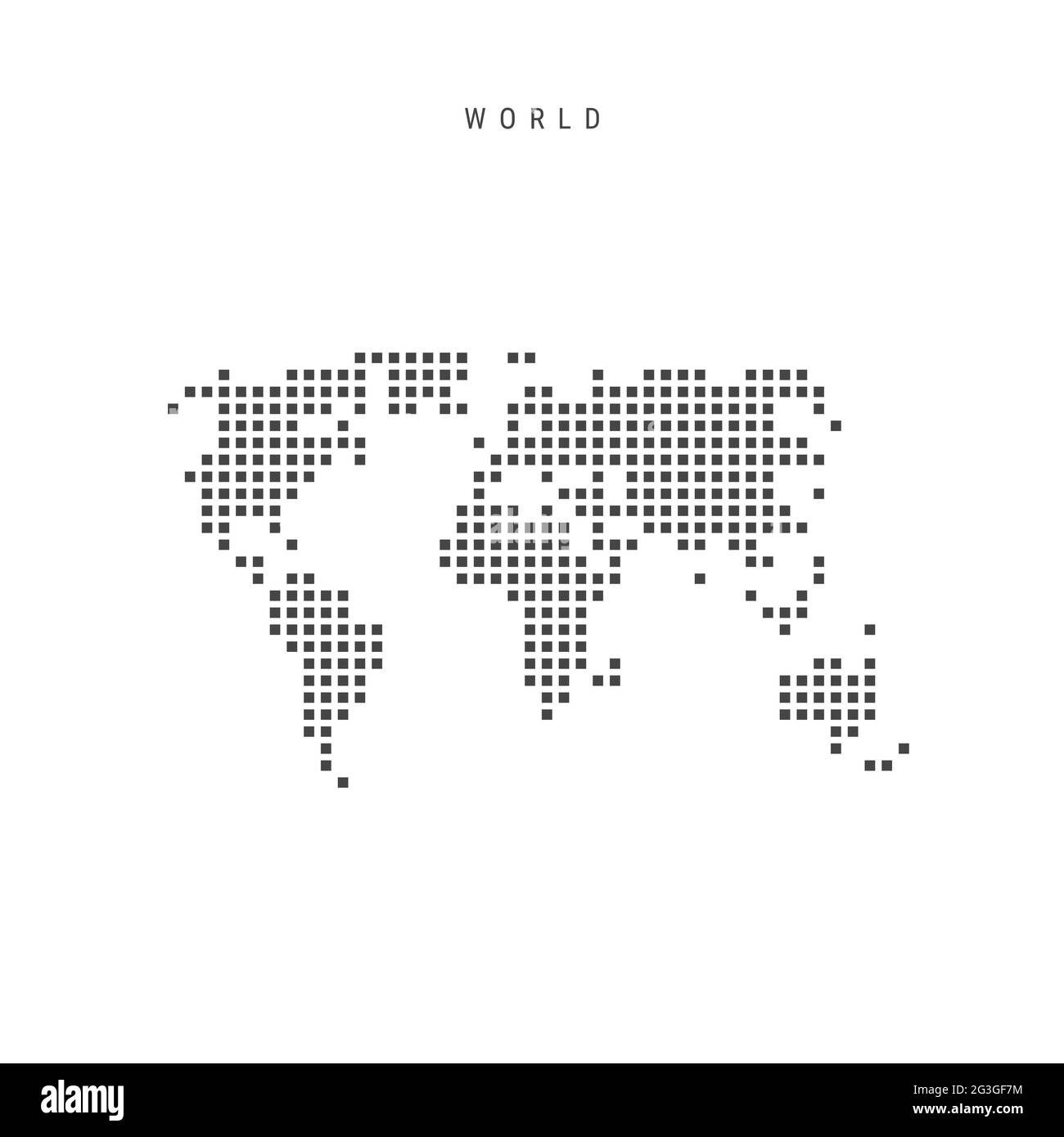 Square dots pattern map of the World. Globe dotted pixel map with national flag isolated on ...