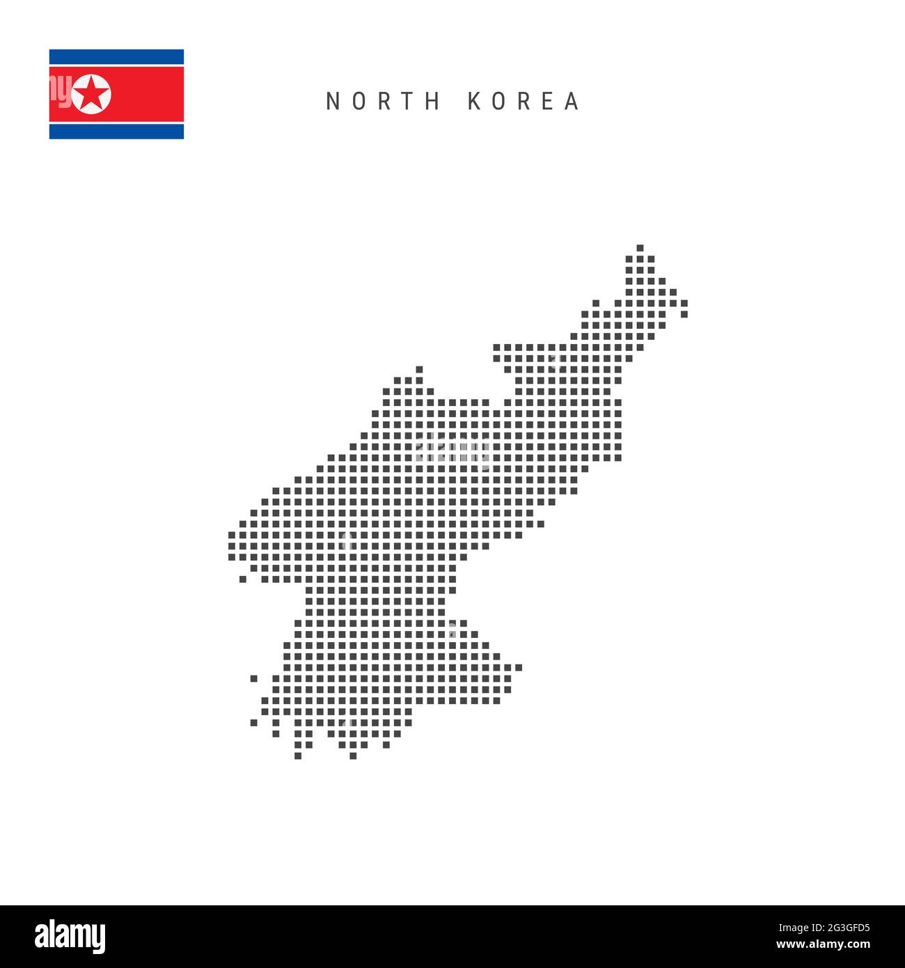 Square dots pattern map of North Korea. North Korean dotted pixel map ...