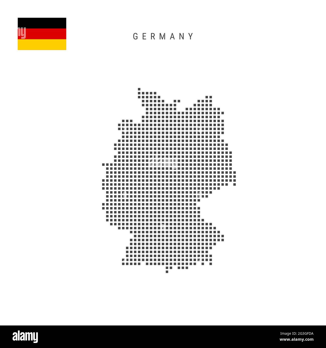 Square dots pattern map of Germany. German dotted pixel map with national flag isolated on white ...