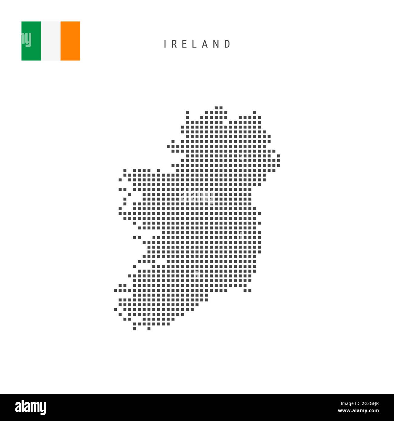 Square dots pattern map of Ireland. Irish dotted pixel map with ...