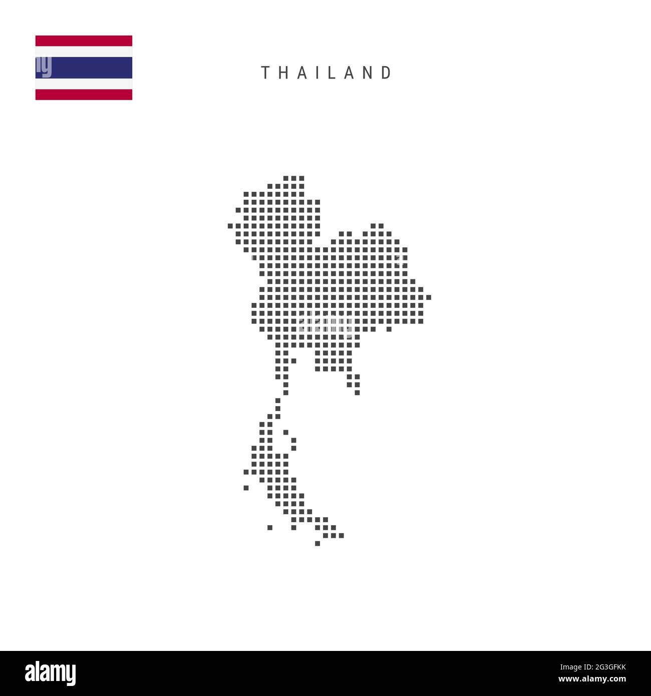 Square dots pattern map of Thailand. Thai dotted pixel map with ...