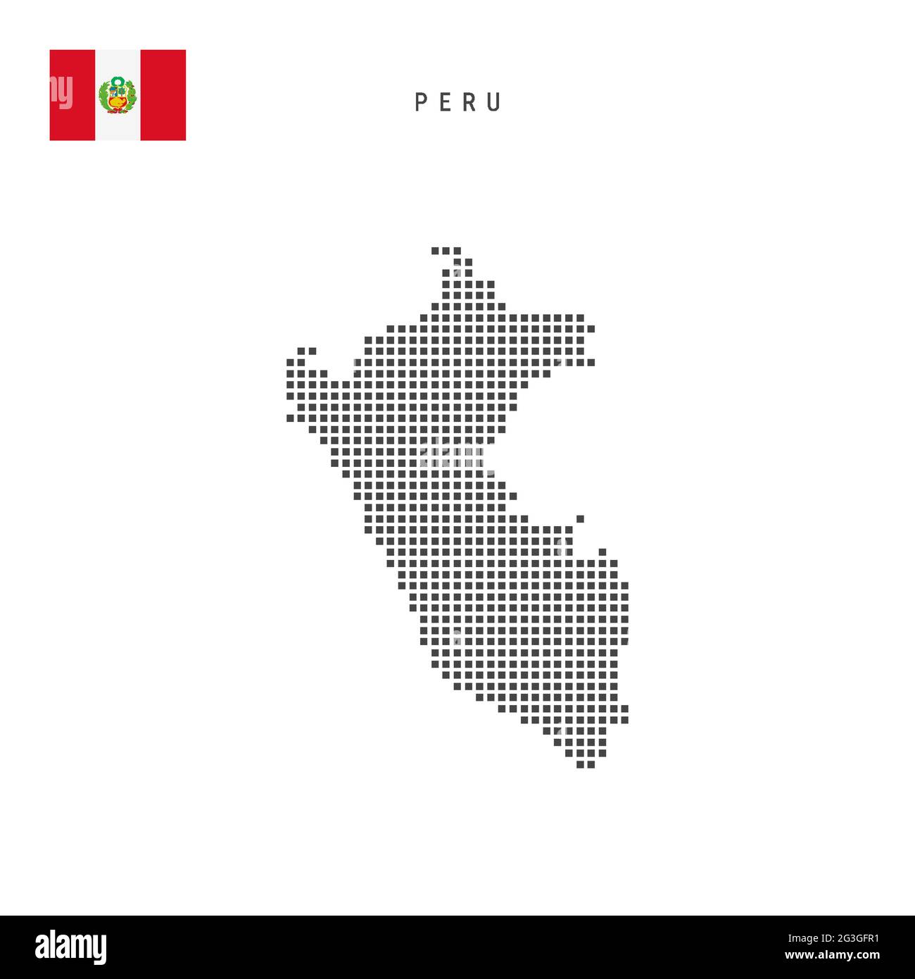 Square dots pattern map of Peru. Peruvian dotted pixel map with ...