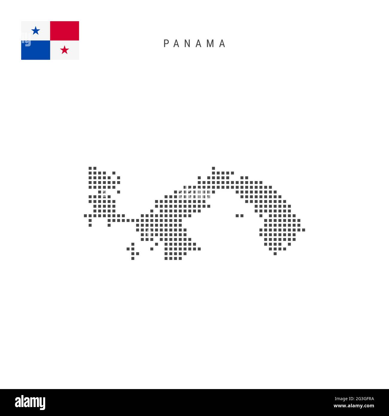 Square dots pattern map of Panama. Panamanian dotted pixel map with ...
