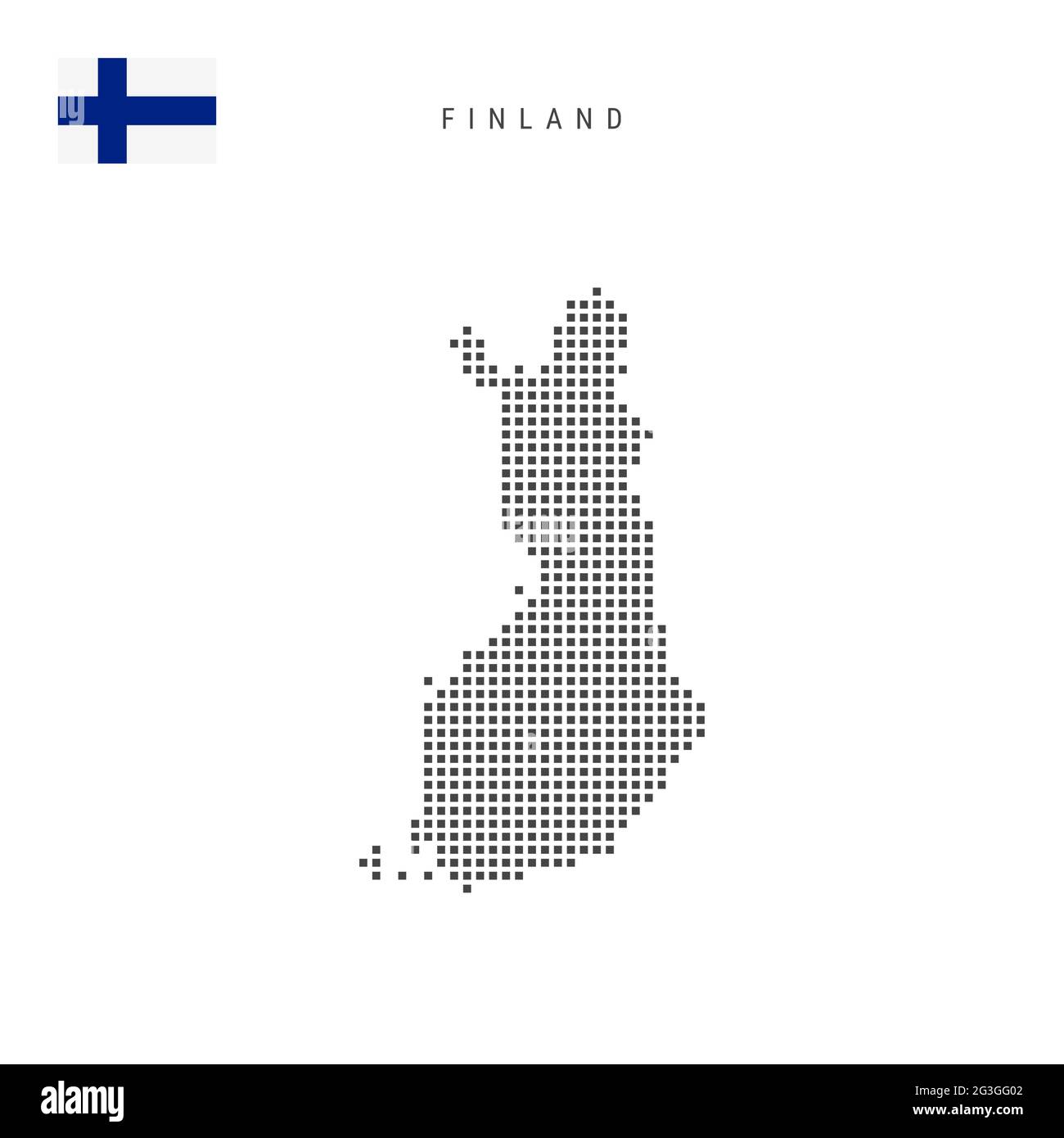 Square dots pattern map of Finland. Finnish dotted pixel map with ...