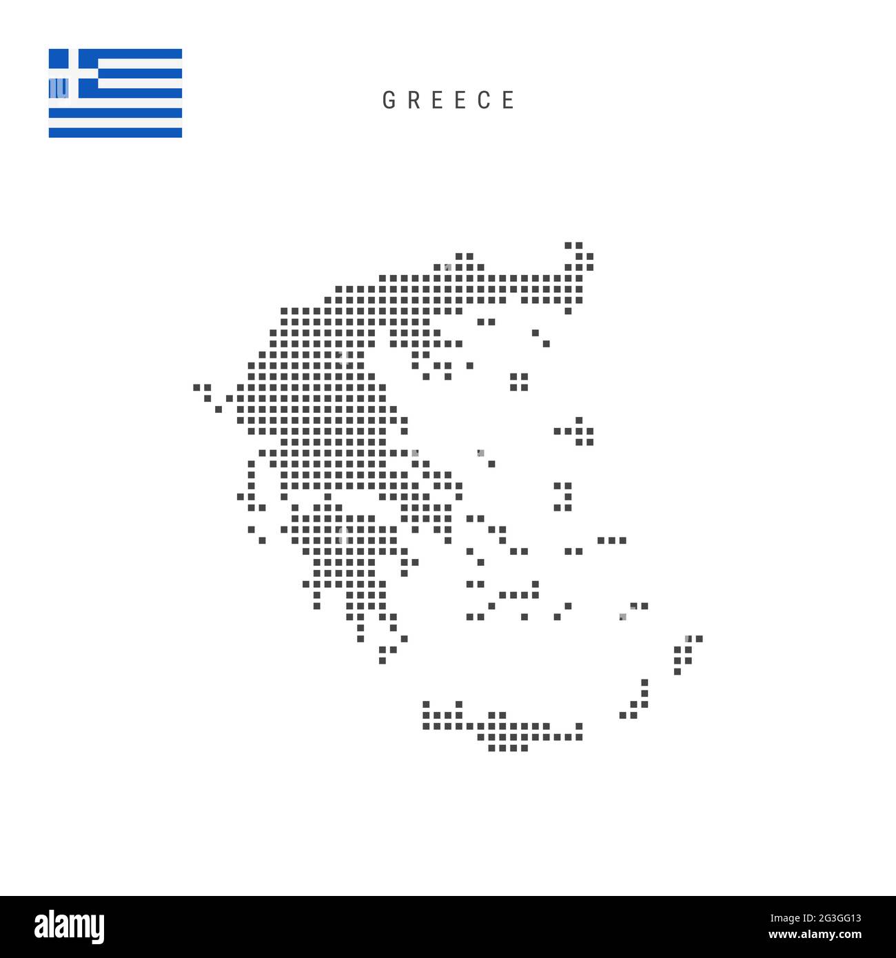 Square dots pattern map of Greece. Greek dotted pixel map with national ...