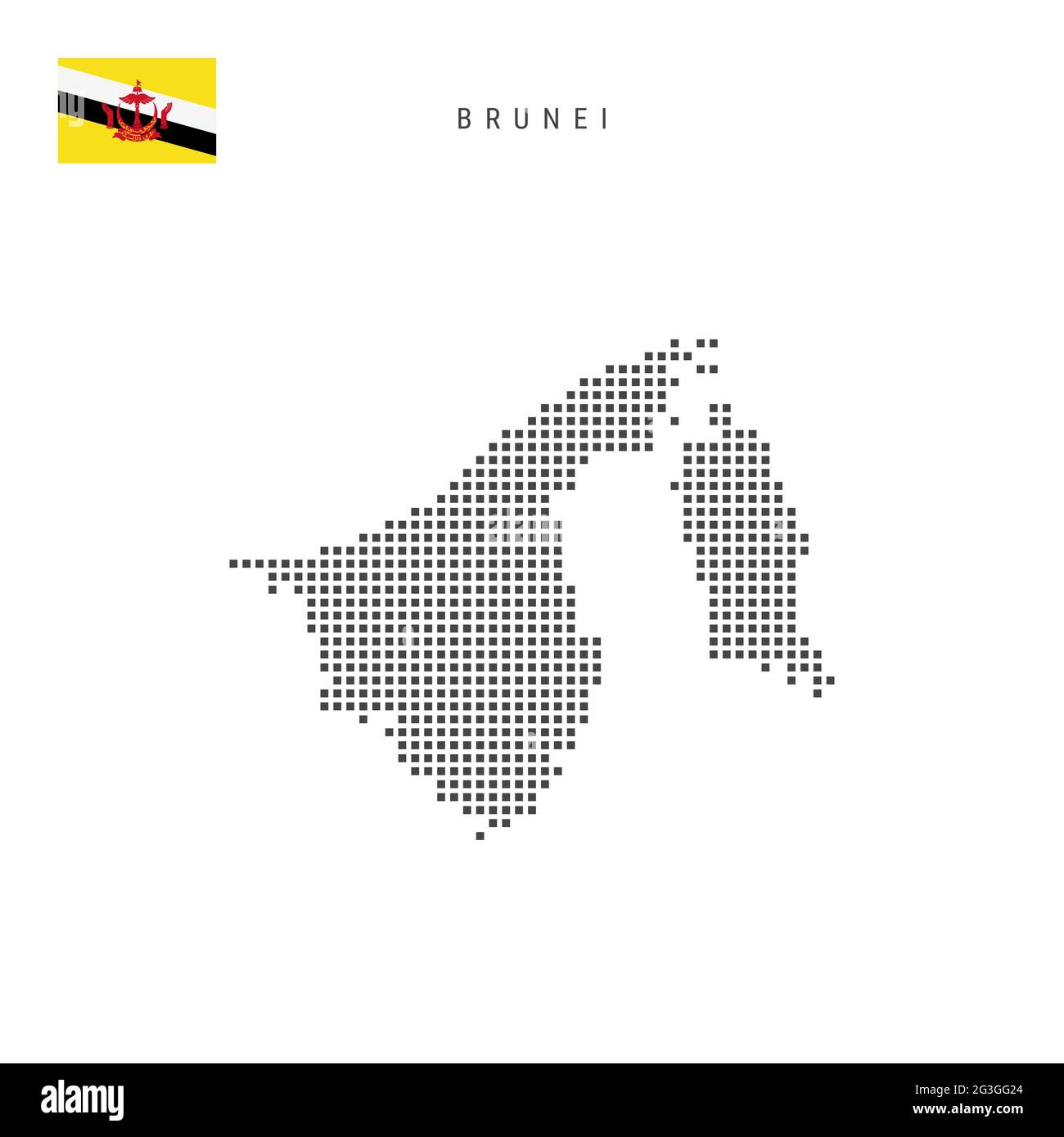 Square dots pattern map of Brunei. Brunei dotted pixel map with ...
