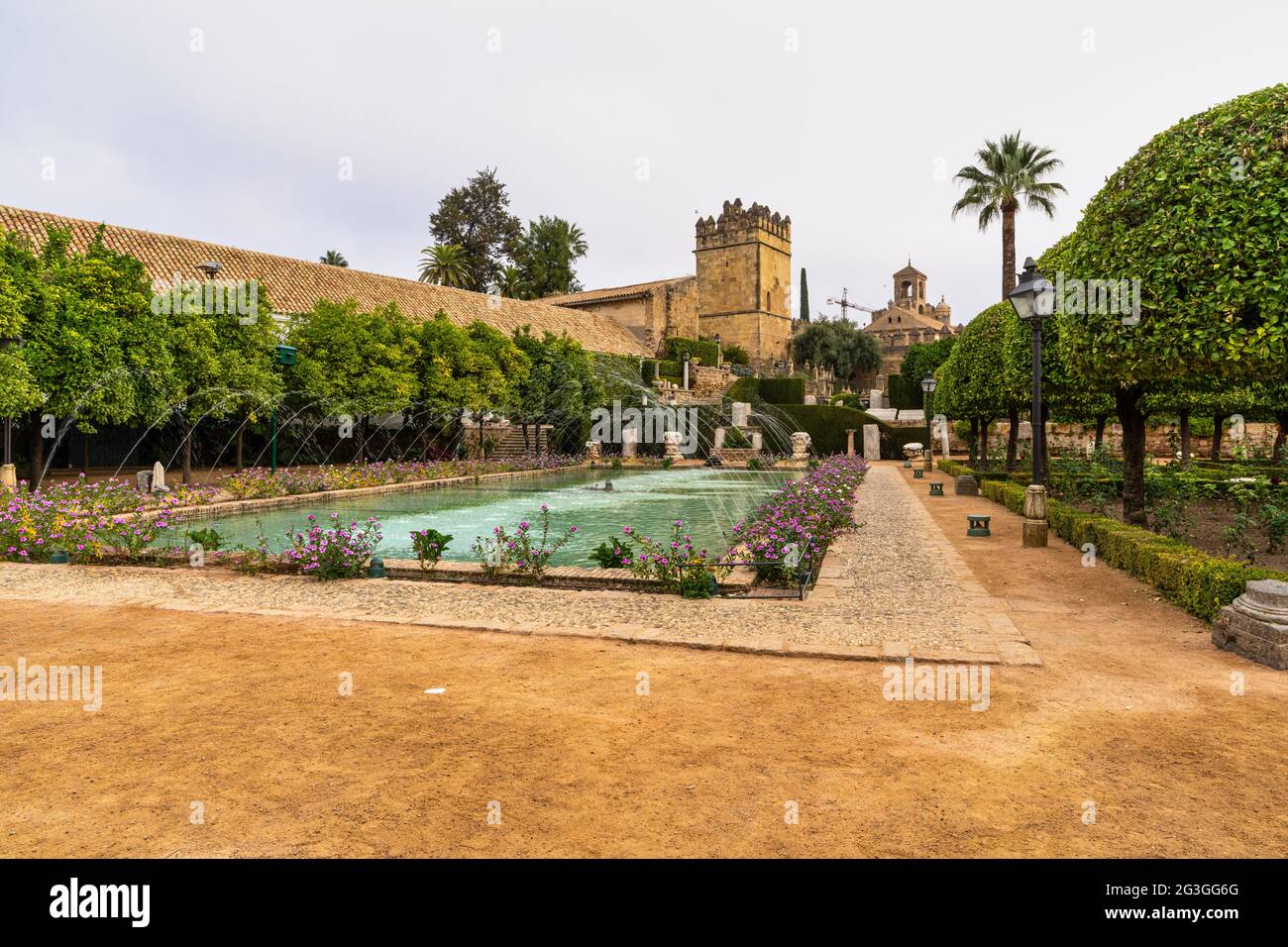 View of the gardens of the Alcazar of the Christian Monarchs, Alcazar de los Reyes Cristianos in ...