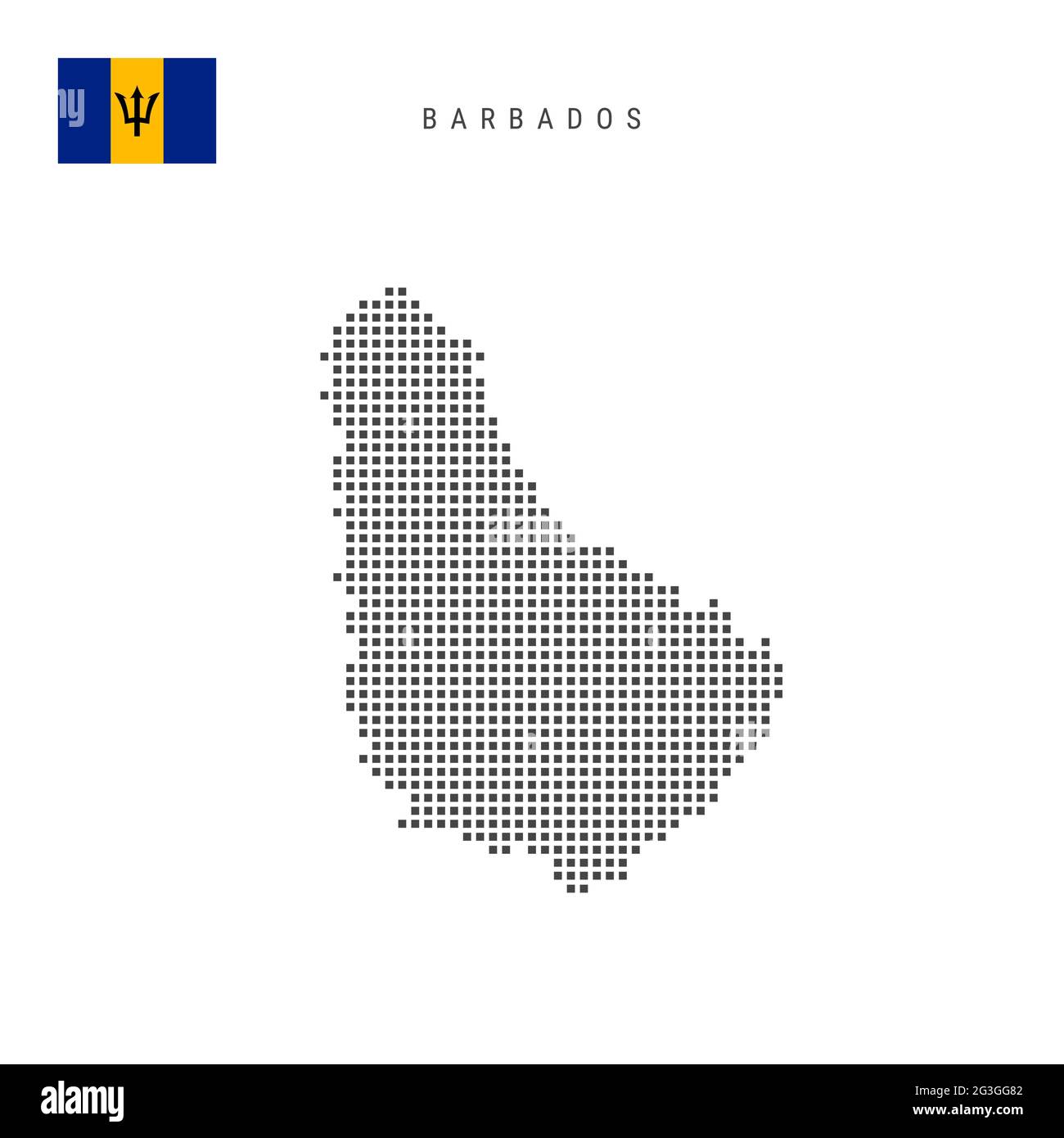 Square dots pattern map of Barbados. Barbadian dotted pixel map with ...