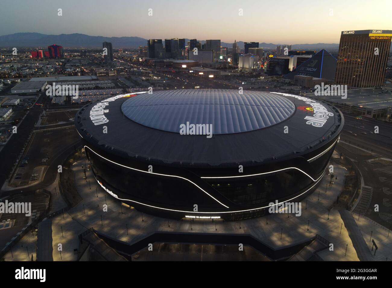 An aerial view of Allegiant Stadium, Monday, March 8, 2021, in Las ...
