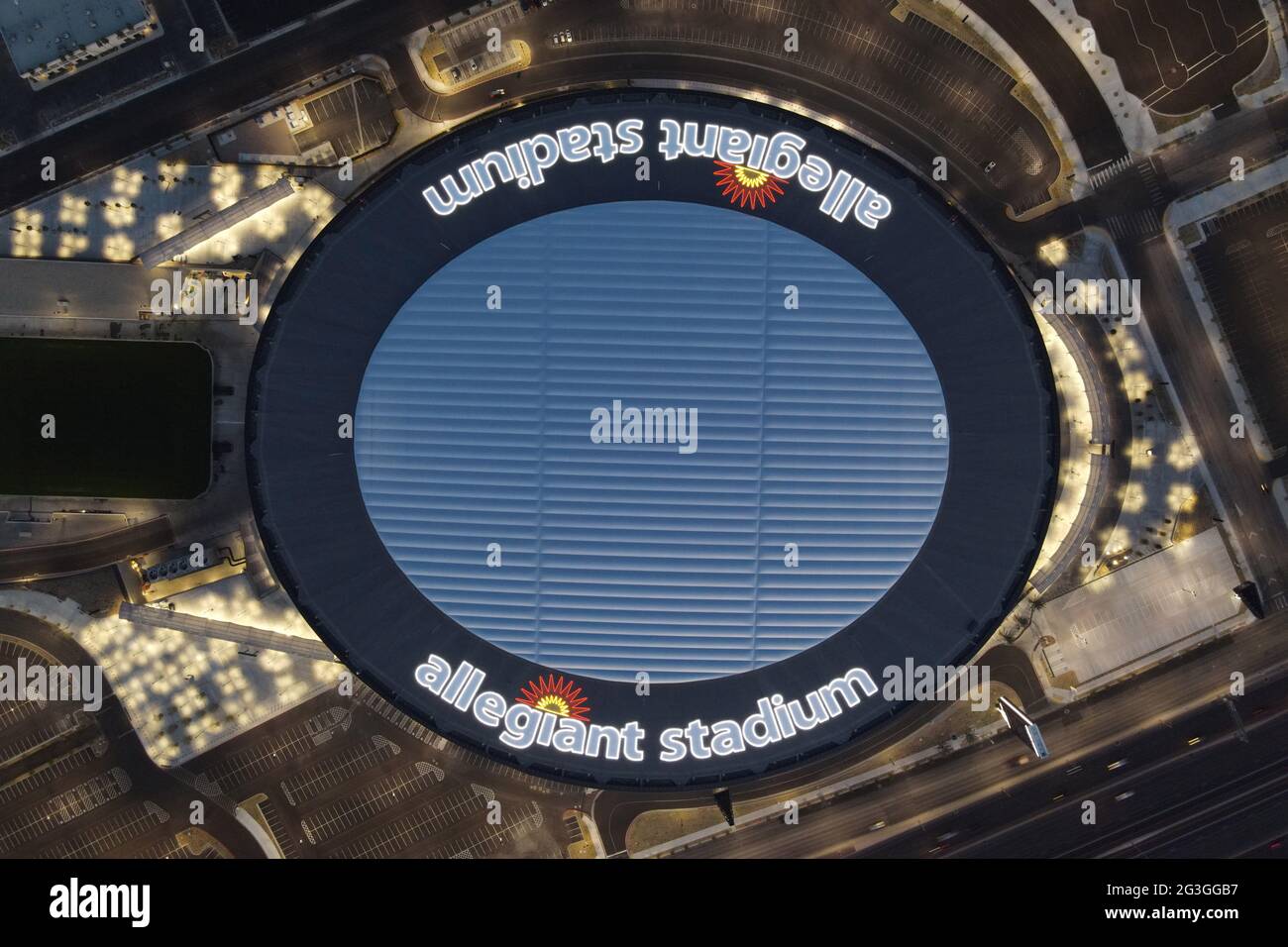 An aerial view of Allegiant Stadium, Monday, March 8, 2021, in Las ...