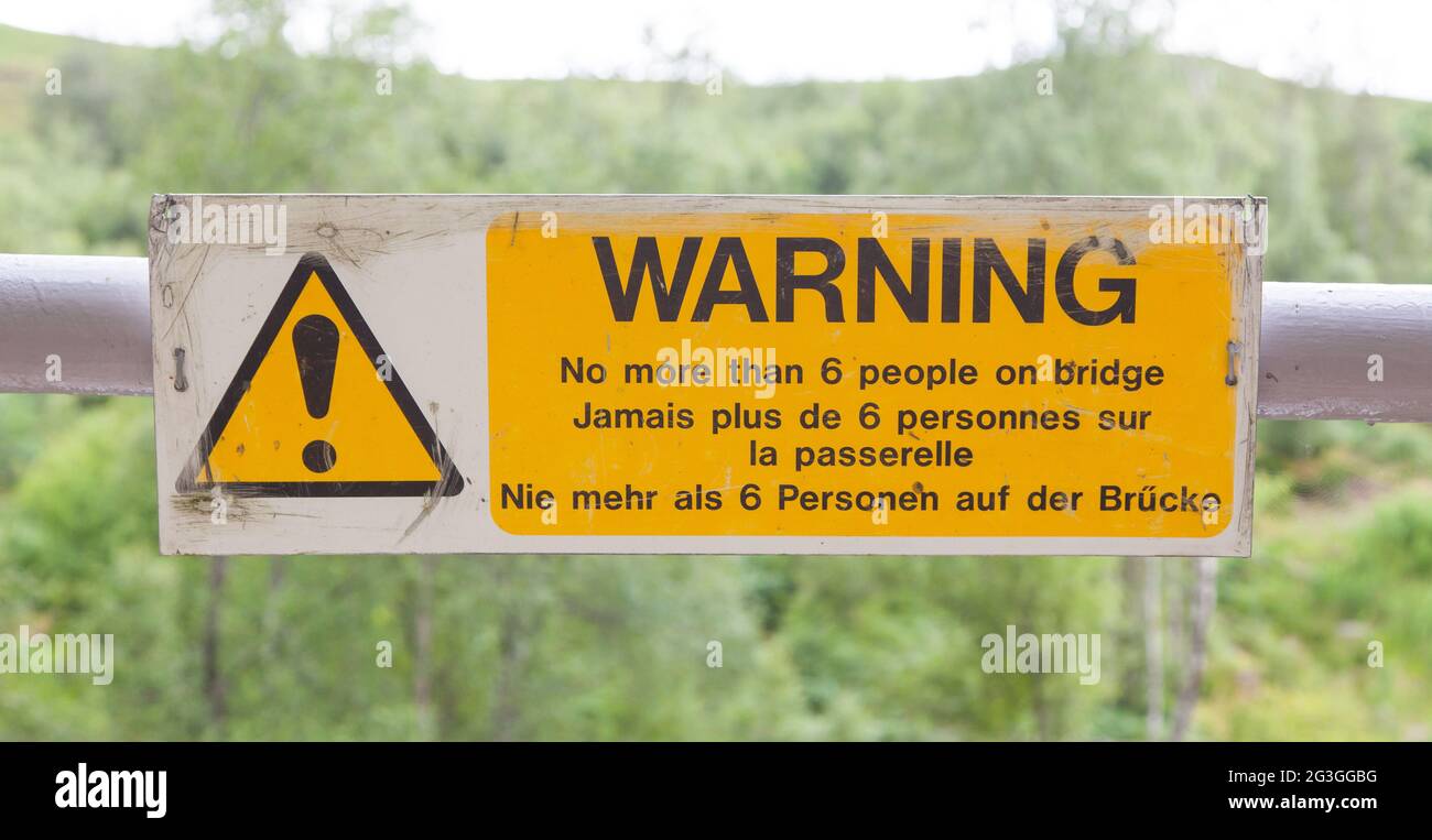 Warning sign at a bridge Stock Photo - Alamy