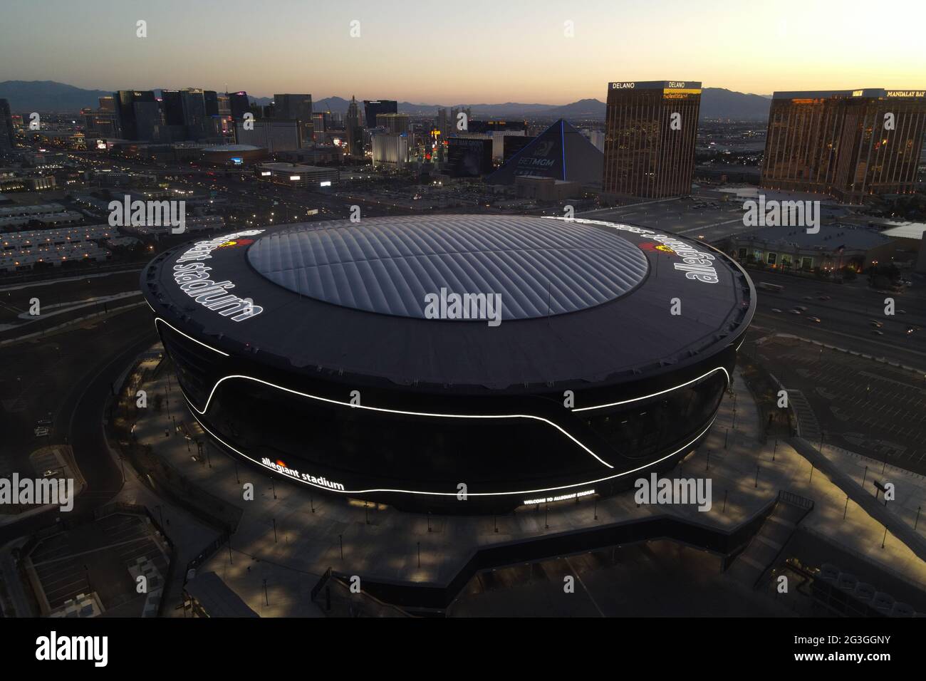 An aerial view of Allegiant Stadium, Monday, March 8, 2021, in Las ...