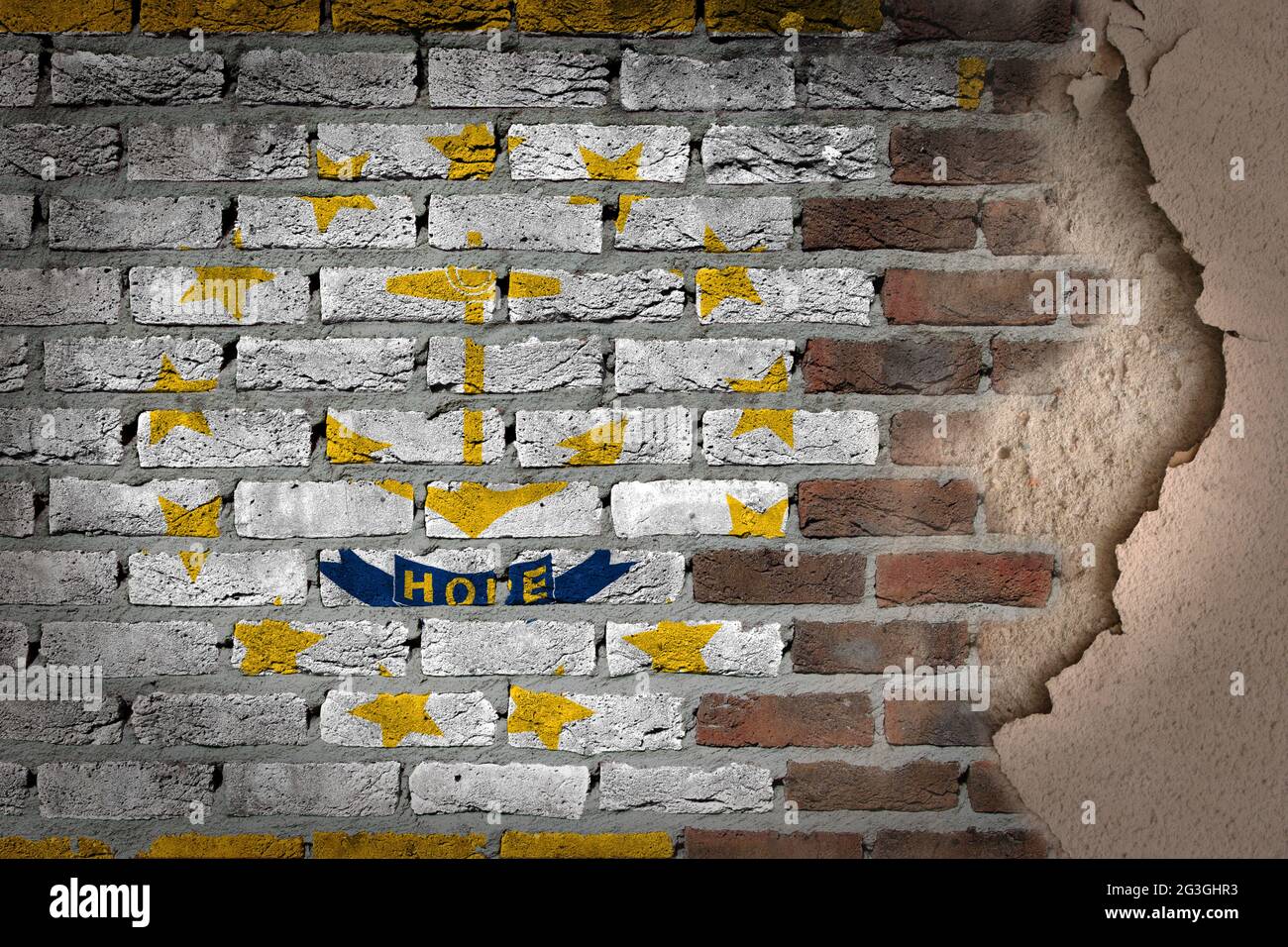 Dark brick wall with plaster - Rhode Island Stock Photo - Alamy