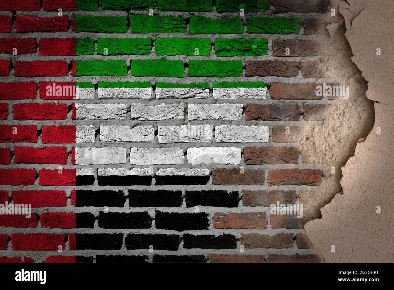 Dark brick wall with plaster - United Arab Emirates Stock Photo - Alamy