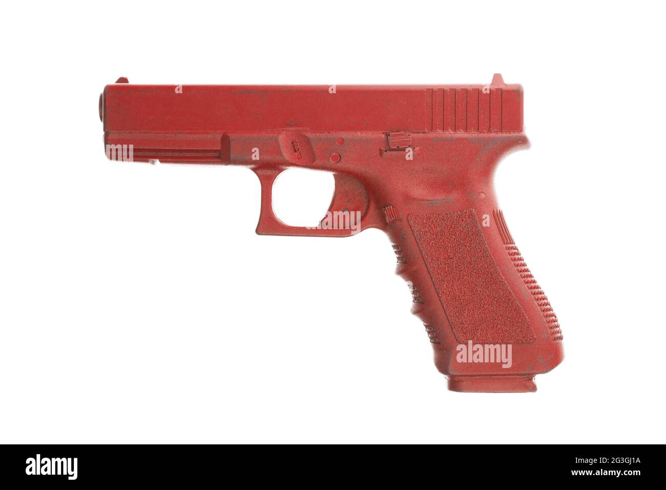 Dirty red training gun isolated on white Stock Photo - Alamy