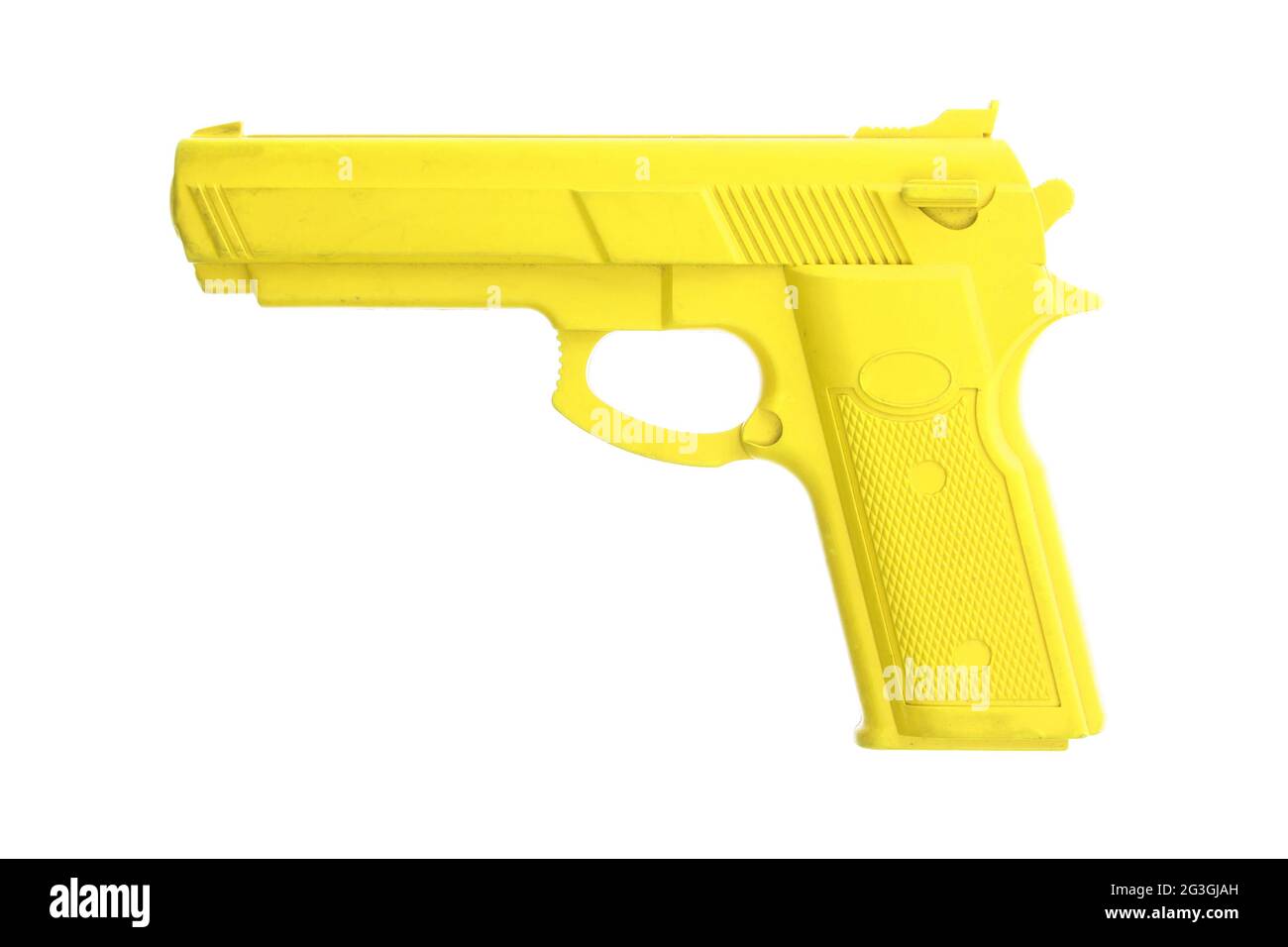 Yellow training gun isolated on white Stock Photo - Alamy