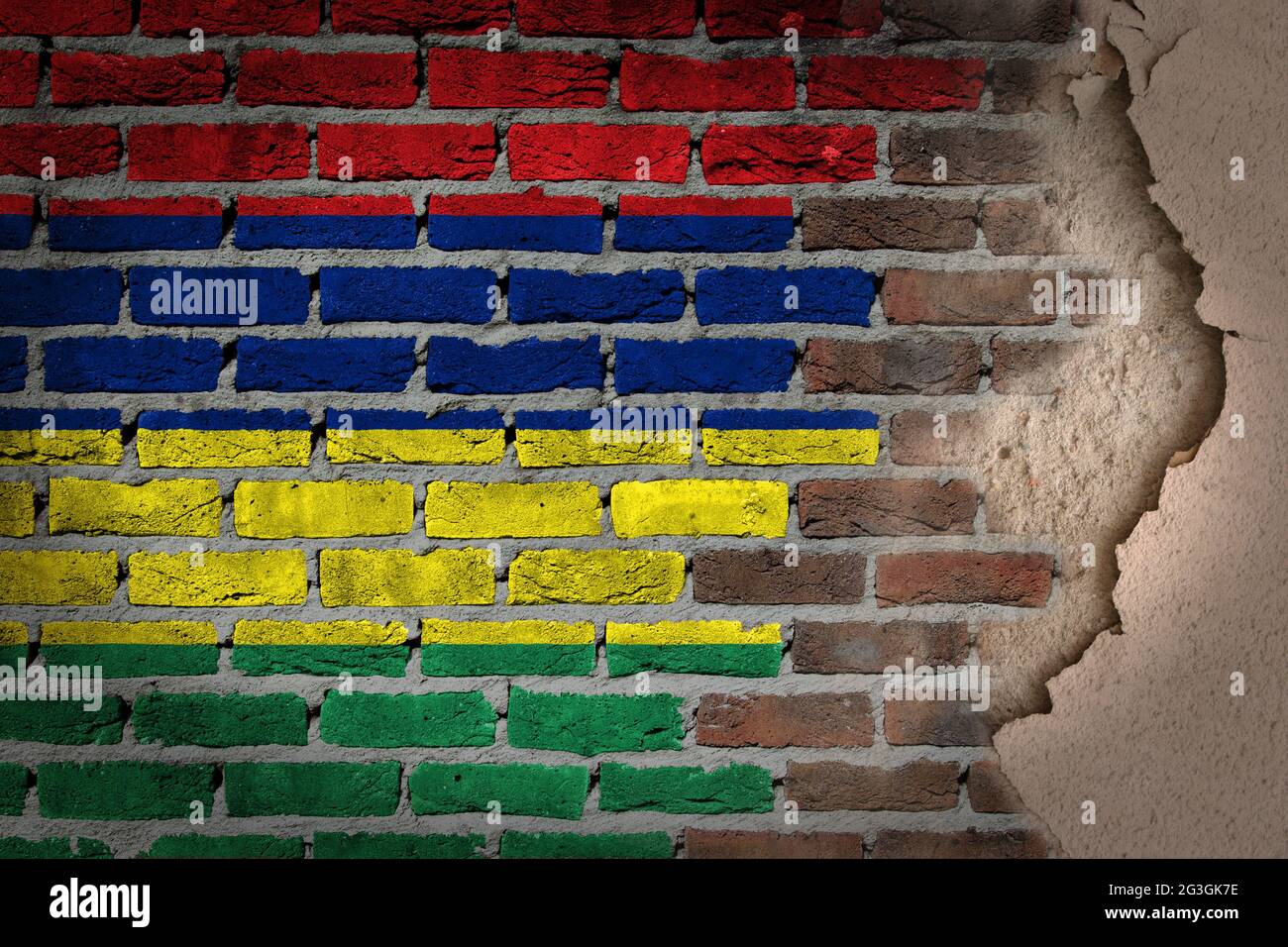 Dark brick wall with plaster - Mauritius Stock Photo - Alamy