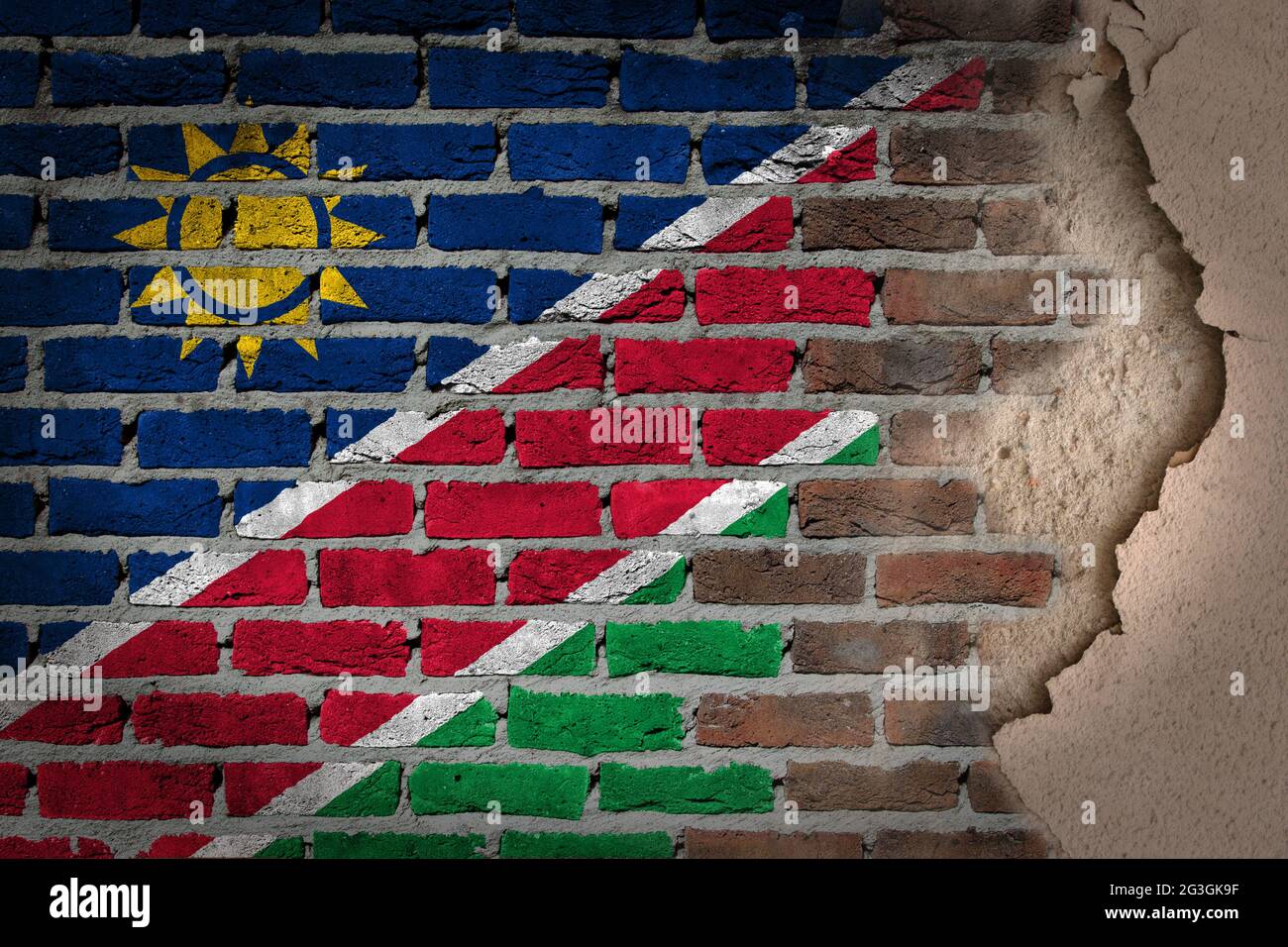 Dark brick wall with plaster - Namibia Stock Photo - Alamy