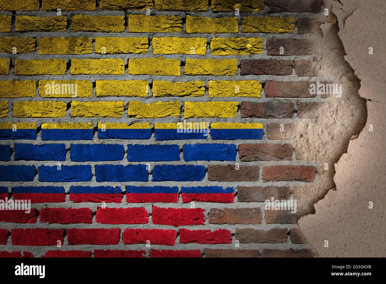 Dark brick wall with plaster - Colombia Stock Photo - Alamy