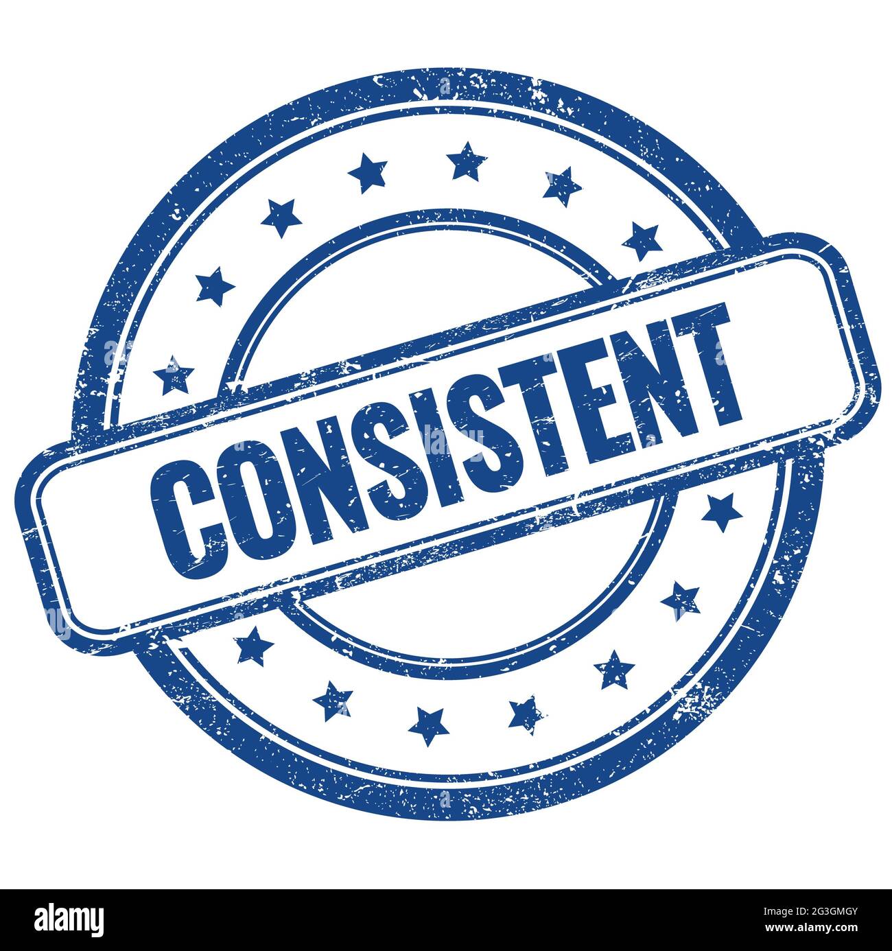 CONSISTENT text on blue vintage grungy round rubber stamp Stock Photo ...