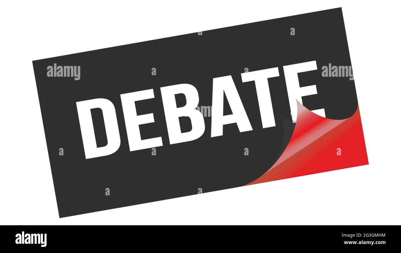 DEBATE text written on black red sticker stamp Stock Photo - Alamy