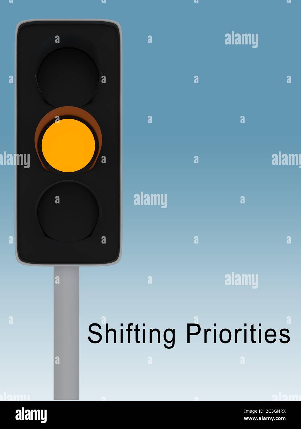 3D illustration of yellow traffic light along with the text Shifting ...