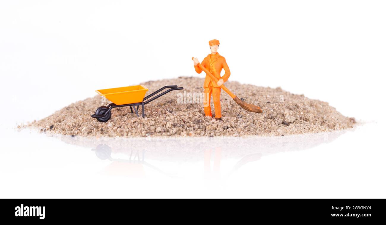 Miniature worker is cleaning a keyboard Stock Photo - Alamy