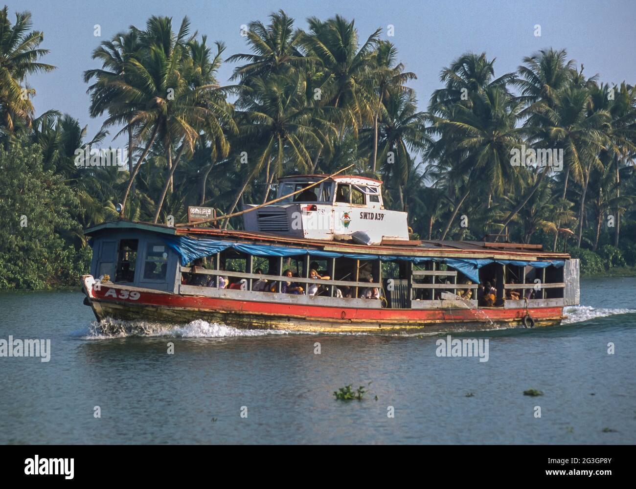 KERALA, INDIA - Ferry boat on Backwaters canal Stock Photo - Alamy