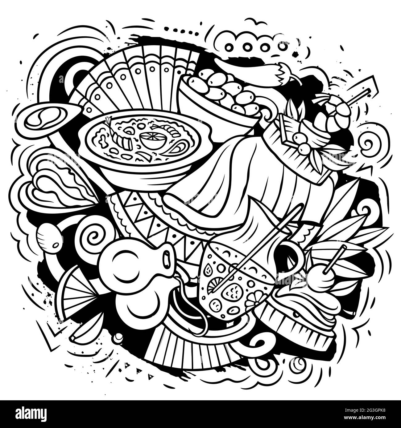 Spain hand drawn cartoon doodle illustration. Funny Spanish elements ...