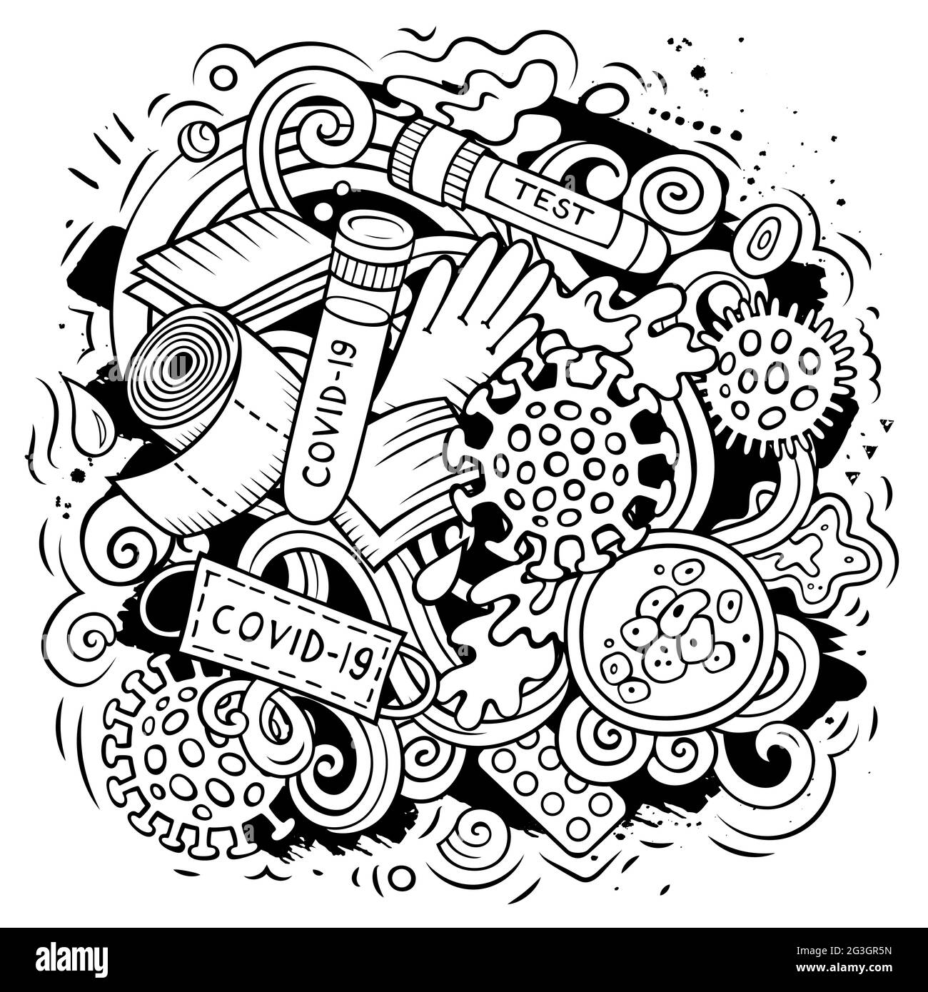 Coronavirus hand drawn cartoon doodles illustration. Creative art ...