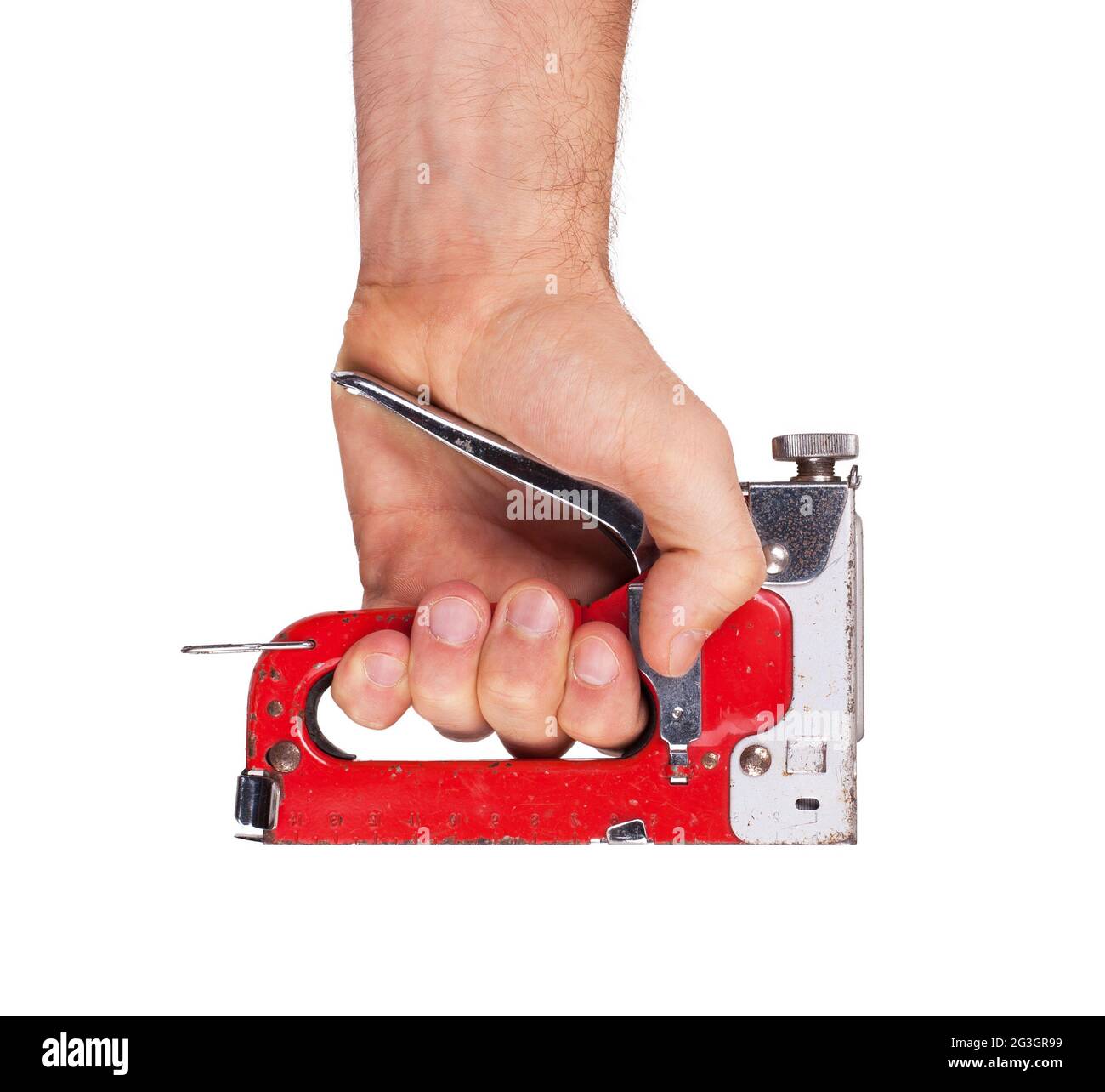 Construction stapler in hand hi-res stock photography and images - Alamy