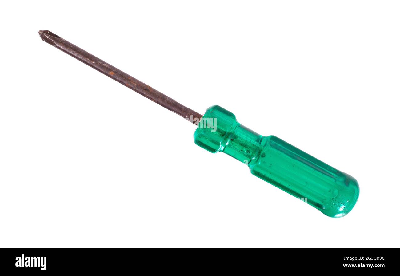Old used screwdriver with plastic grip Stock Photo - Alamy