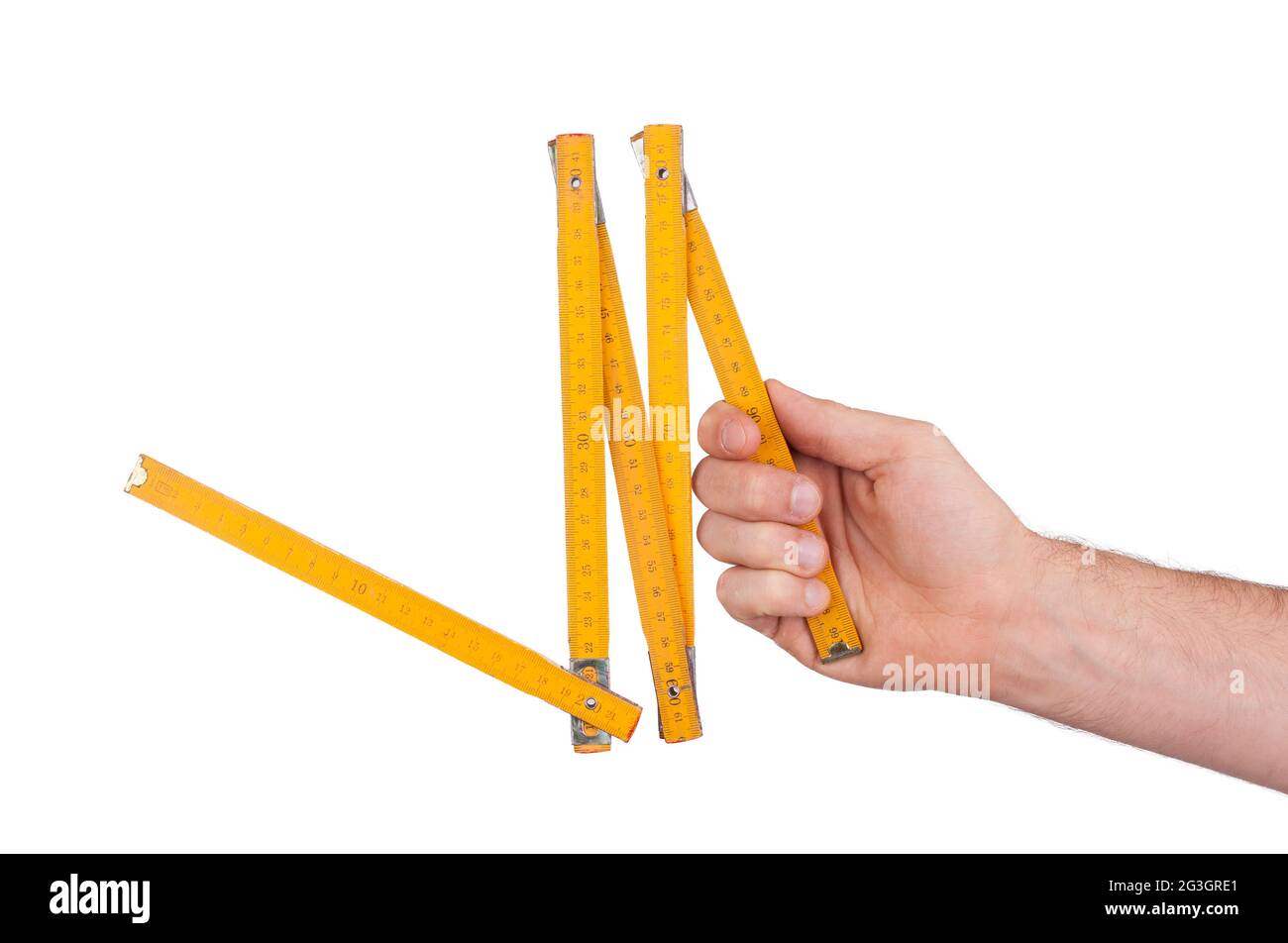 Old carpentry ruler isolated on white Stock Photo - Alamy