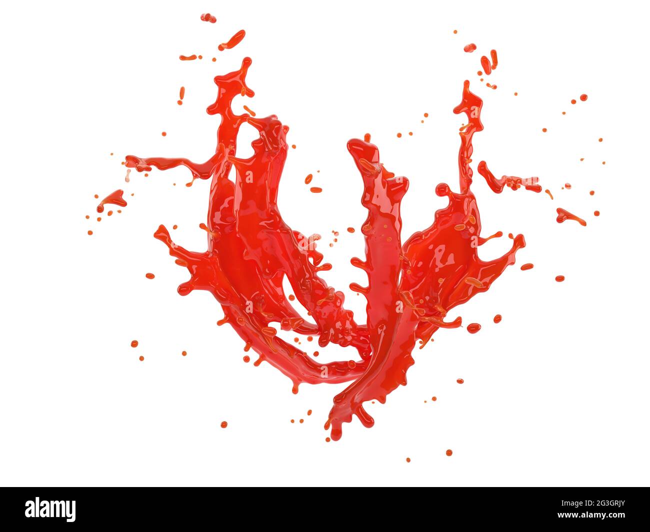 3d illustration of red splash on white background with clipping path ...