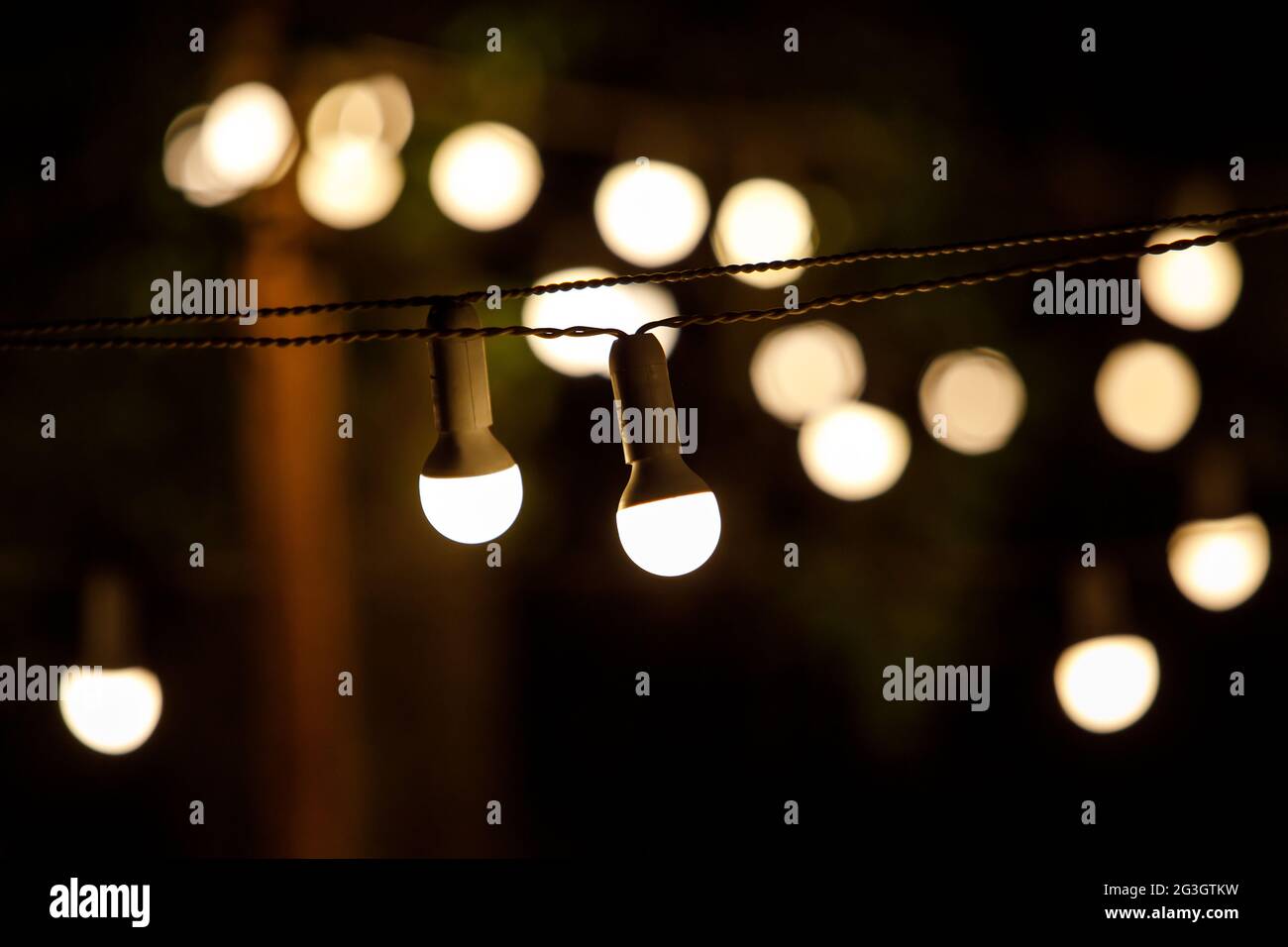 Electric incandescent bulbs with warm yellow light Stock Photo - Alamy