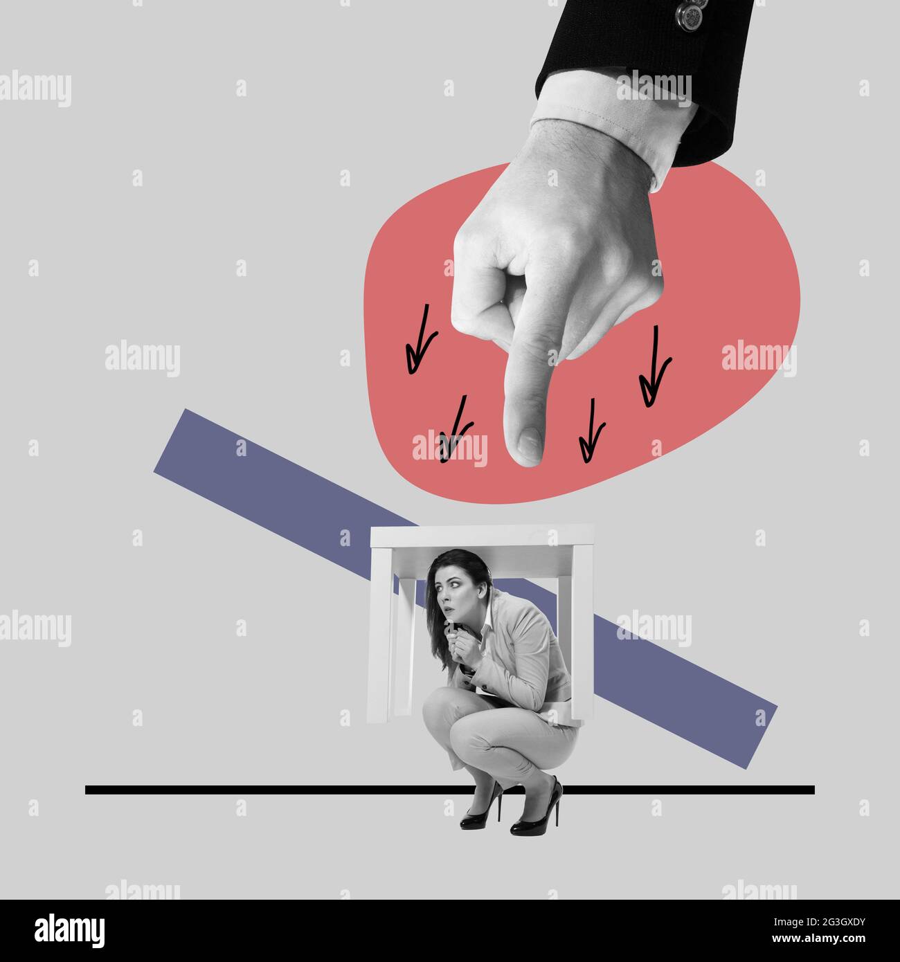 Angry abstract boss pointing by finger on the manager Stock Photo - Alamy