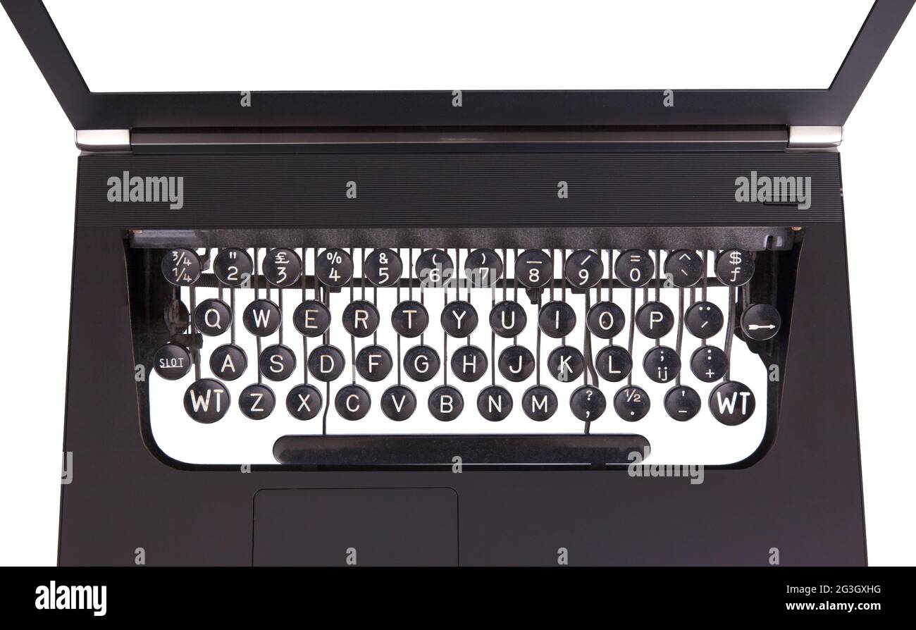 Laptop with old fashioned typewriter keys Stock Photo - Alamy