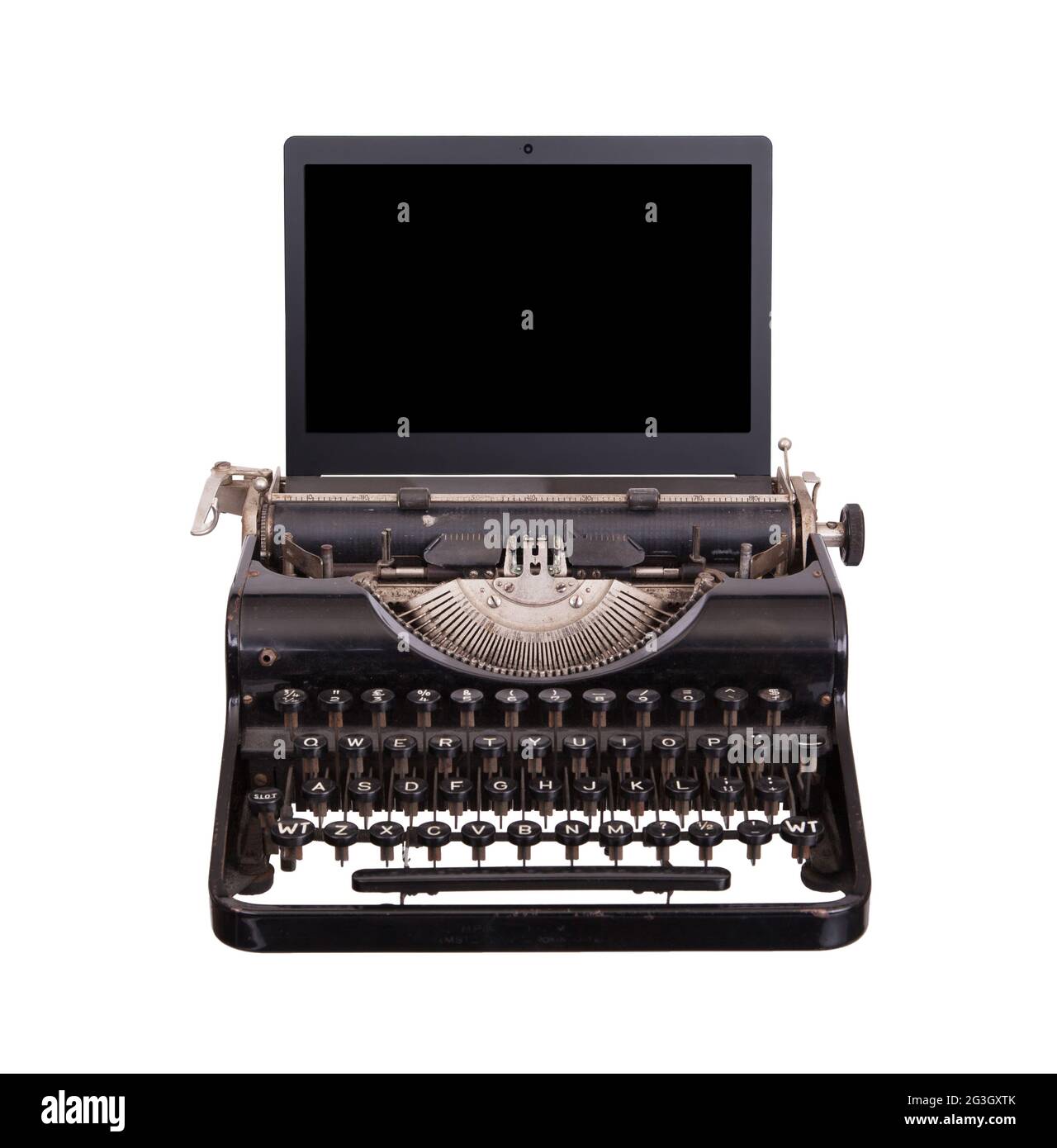 Typewriter with modern laptop screen Stock Photo - Alamy