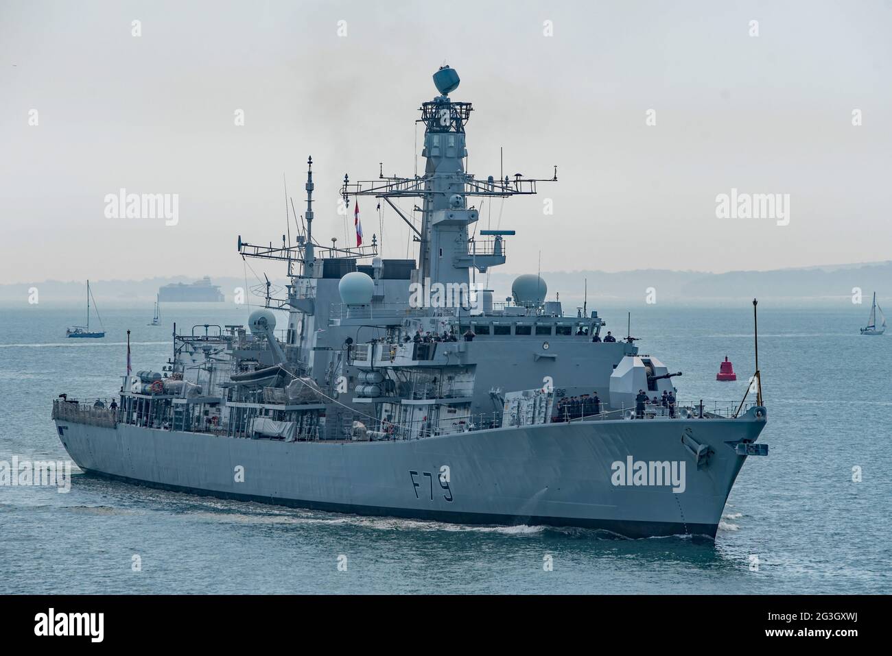 The Royal Navy Type 23 frigate HMS Portland (F79) arrived at Portsmouth ...
