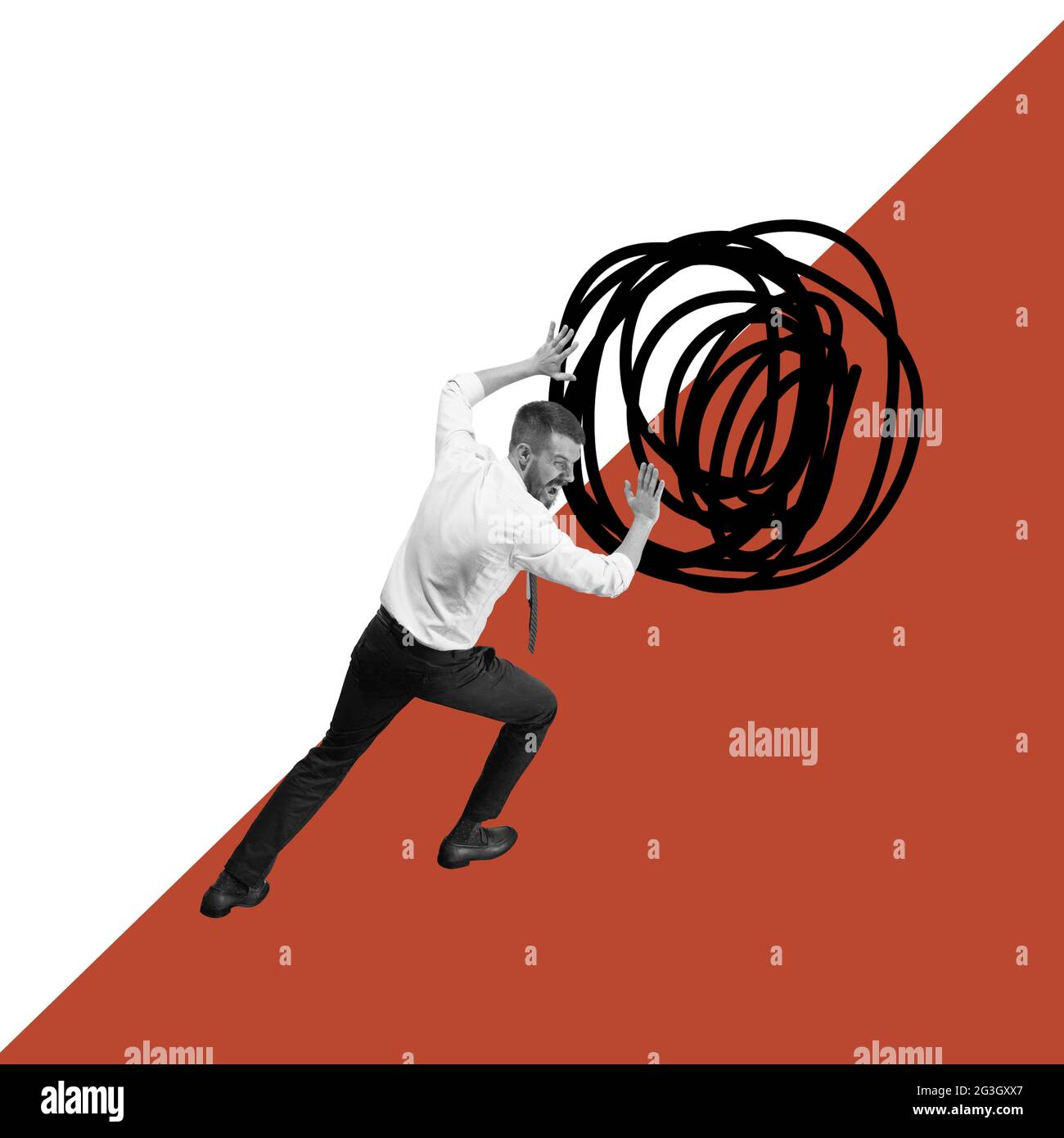 Hard work. Young man, businessman, finance analyst or clerk in business ...