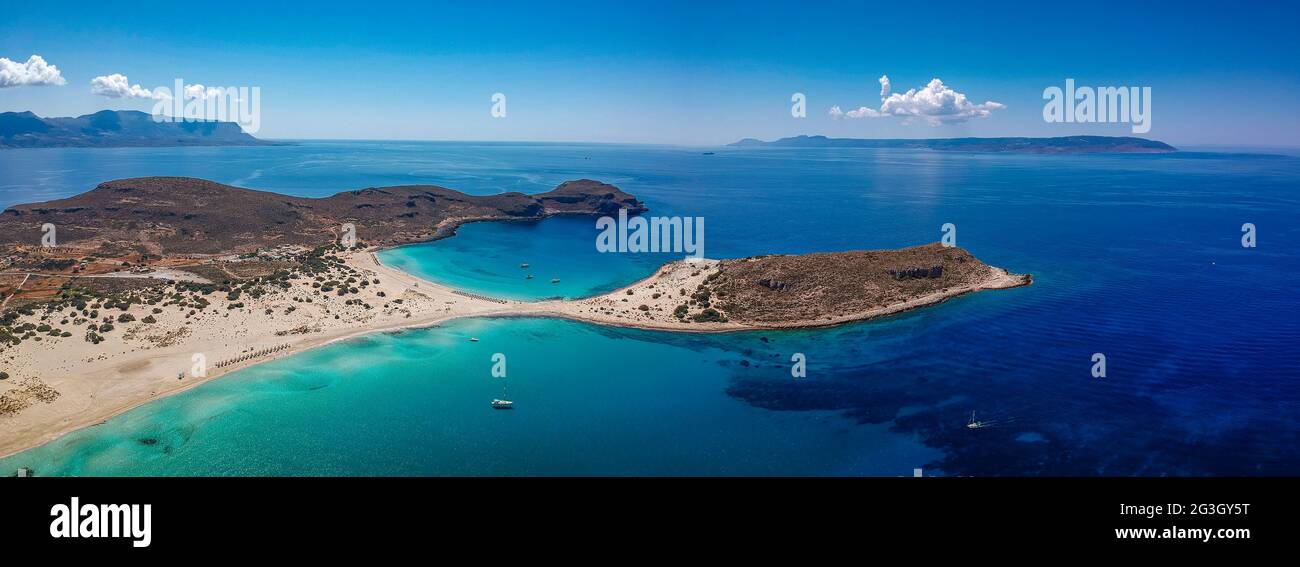 Aerial view of Simos beach in Elafonisos island in Greece. Elafonisos ...